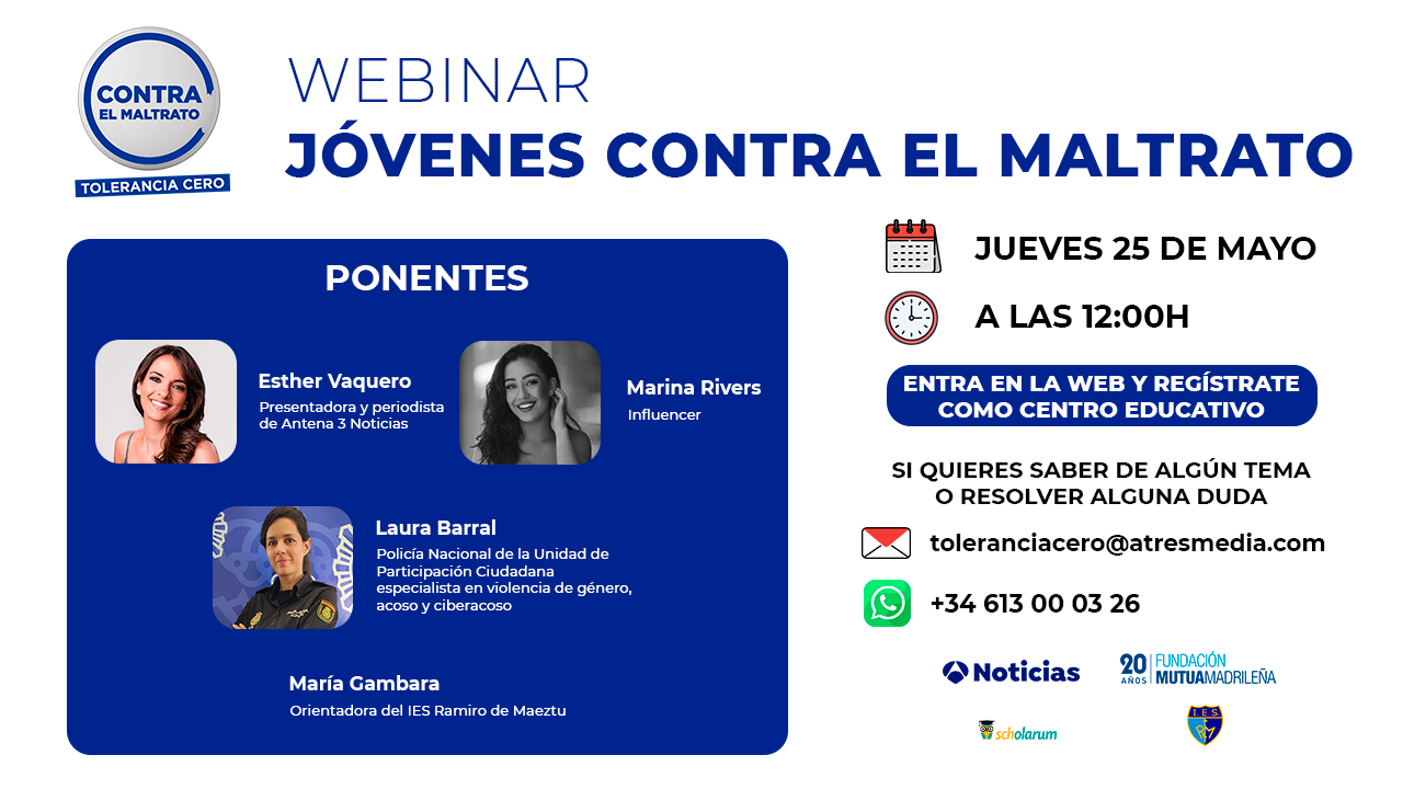 Registra tu centro de secundaria al webinar 'Jóvenes contra el maltrato' y envía tu pregunta ...